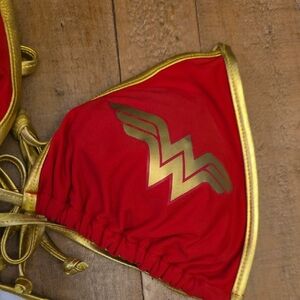 DC Comics | Swim | Dc Comics Red And Blue Wonder Woman Bikini | Poshmark